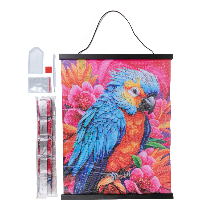 "Pretty Parrot" Crystal Art Scroll Kit 40x50cm – Craft Buddy Trade