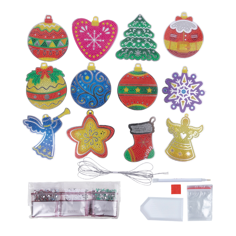 "Christmas Shapes" Crystal Art Hanging Decorations Set of 12 – Craft ...