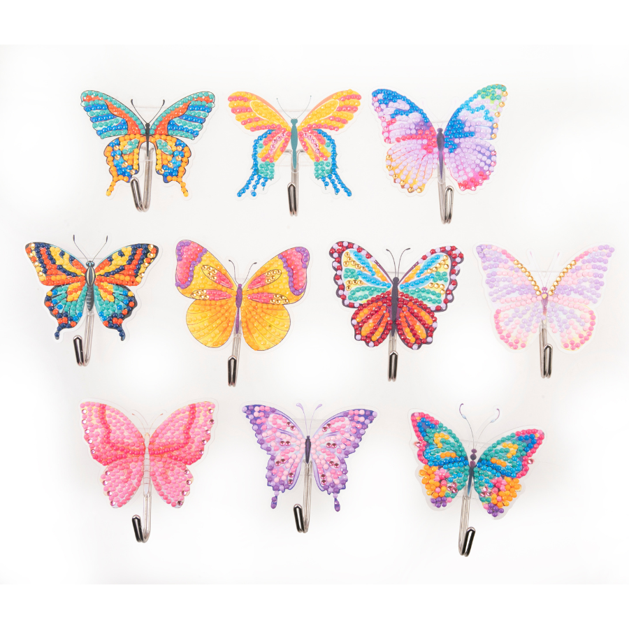 'Butterflies' Crystal Art Wall Hooks Set of 10 – Craft Buddy Trade