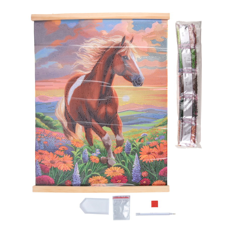 "Majestic Horse" Crystal Art Scroll Kit 35x45cm – Craft Buddy Trade