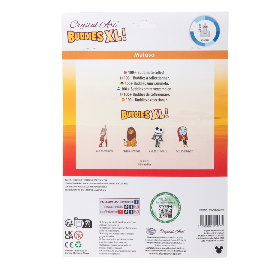 "Mufasa" Disney Crystal Art Buddies XL – Craft Buddy Trade