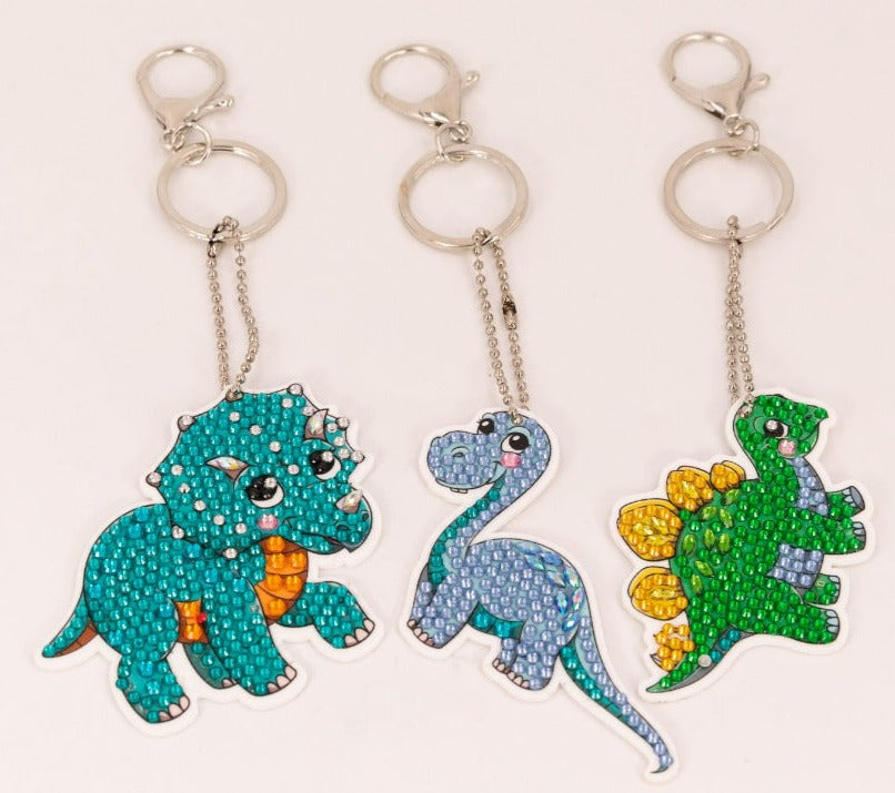 CAKC-A6: Dinosaur Friends, Crystal Art Keyring Set – Craft Buddy Trade