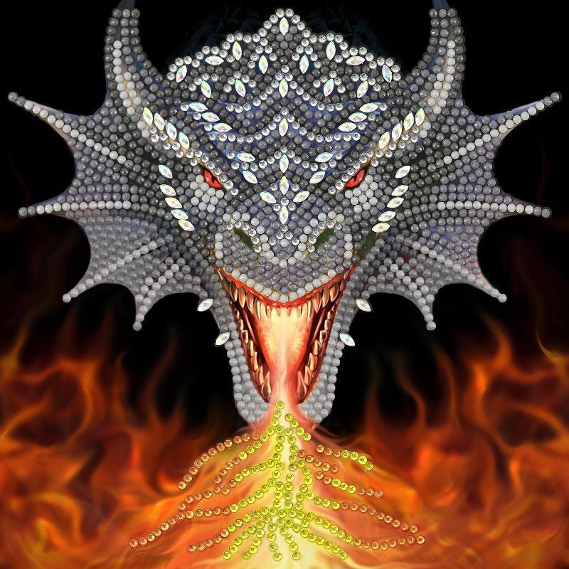 CCK-A72: "Dragon Fire Head"" 18x18cm Crystal Art Card ANNE STOKES ...